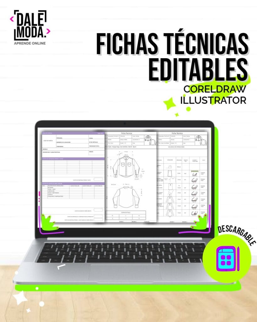 PACK EDITABLE Y DESCARGABLE - Fichas Técnicas de Moda - DaleModa!